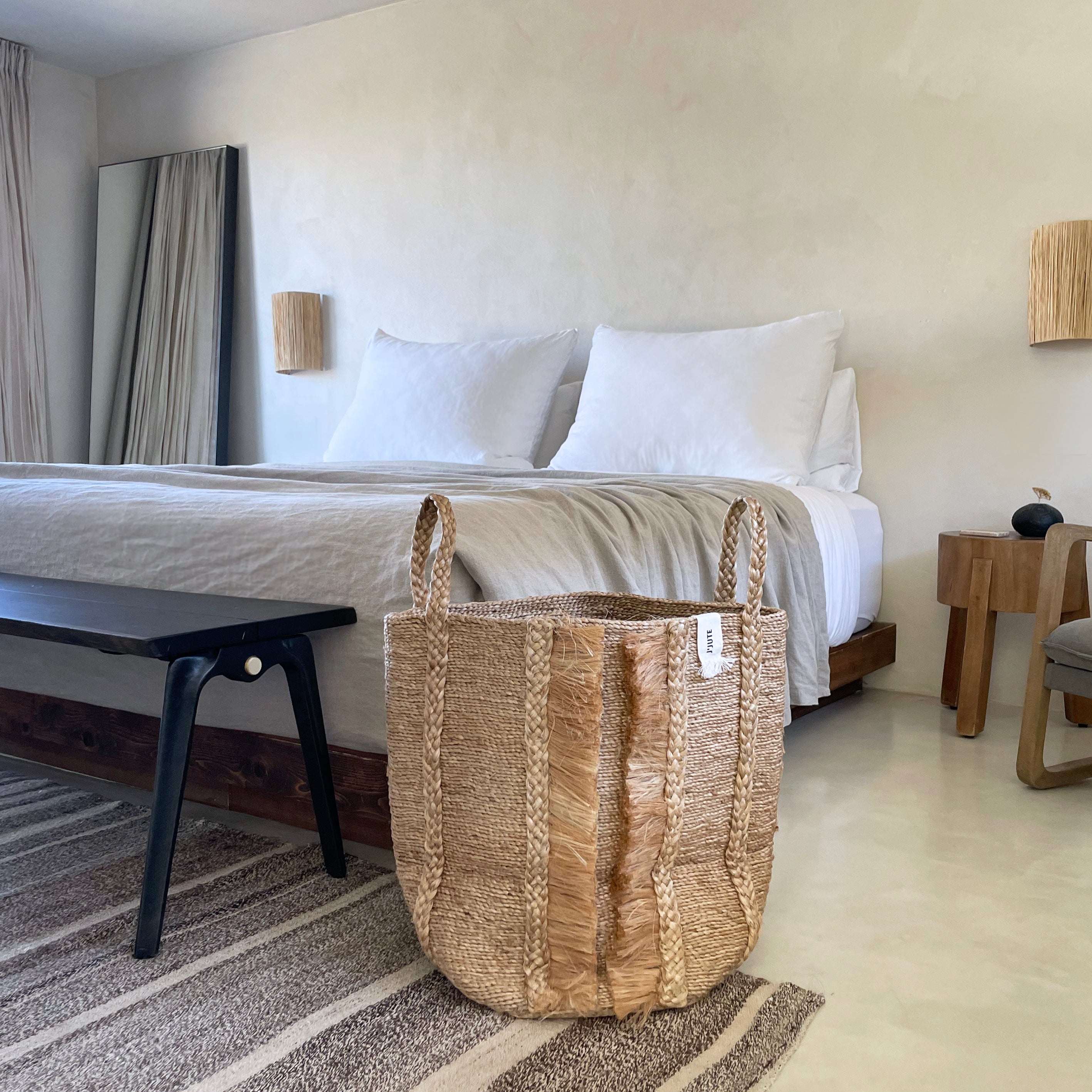 J'JUTE BAZAR TALL FRINGE JUTE BASKET – J'Jute